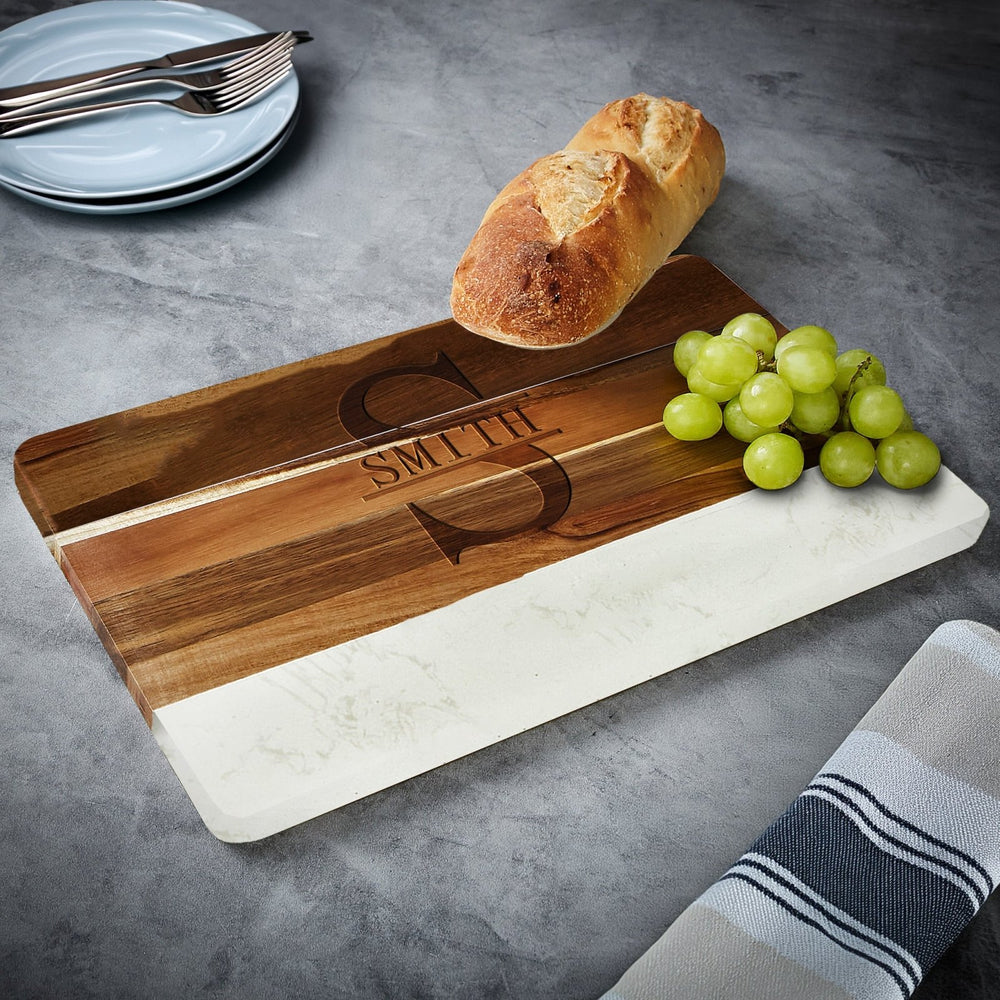 Trieste Engraved Charcuterie Board Set with Cheese Knife Set