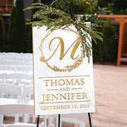 Unity Monogram Wedding Sign, White and Gold for Receptions, Showers