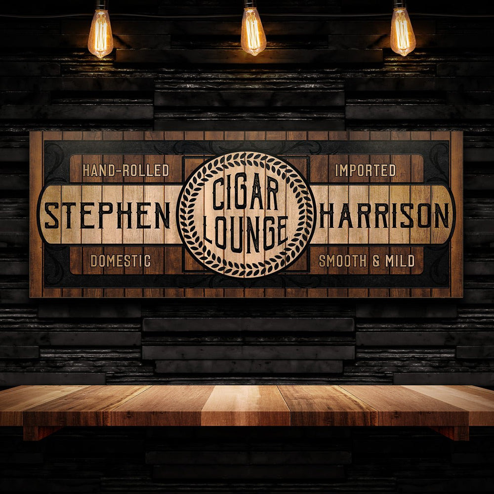 Vintage Wood Custom Cigar Lounge Sign - Cigar Band Art