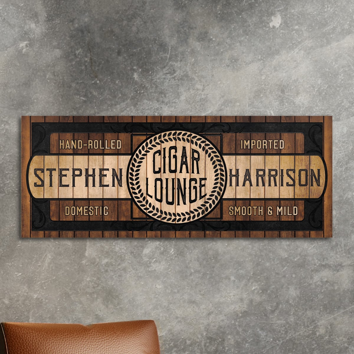 Vintage Wood Custom Cigar Lounge Sign - Cigar Band Art