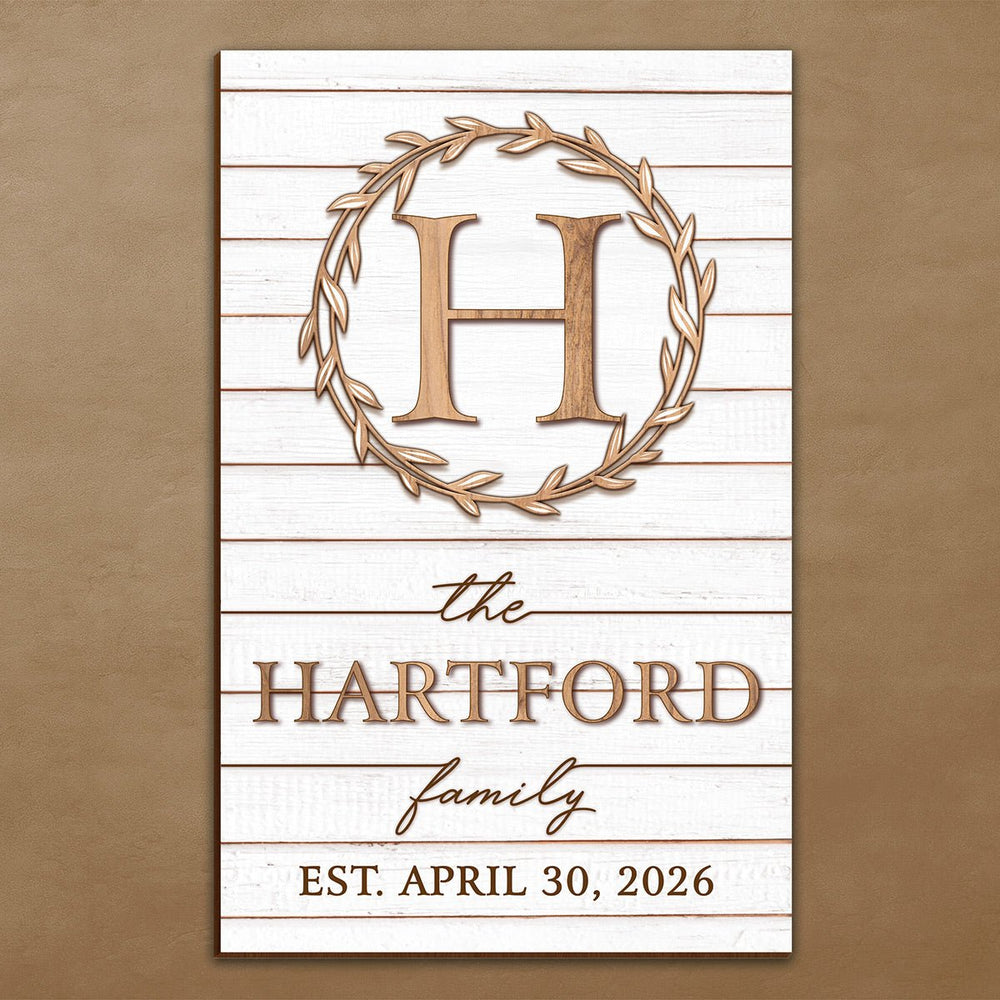 Blessed White Wood Family Name Sign - Home Wall Art & Decor