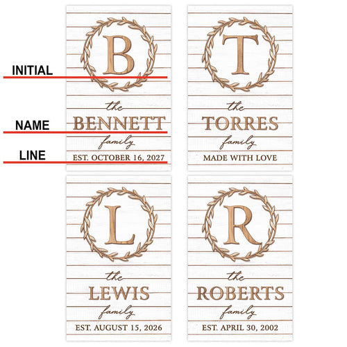 Blessed White Wood Family Name Sign - Home Wall Art & Decor