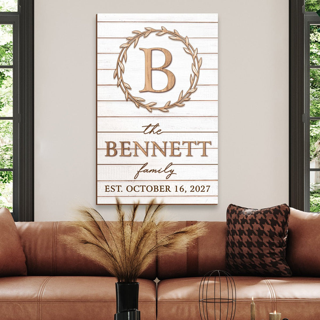 Blessed White Wood Family Name Sign - Home Wall Art & Decor