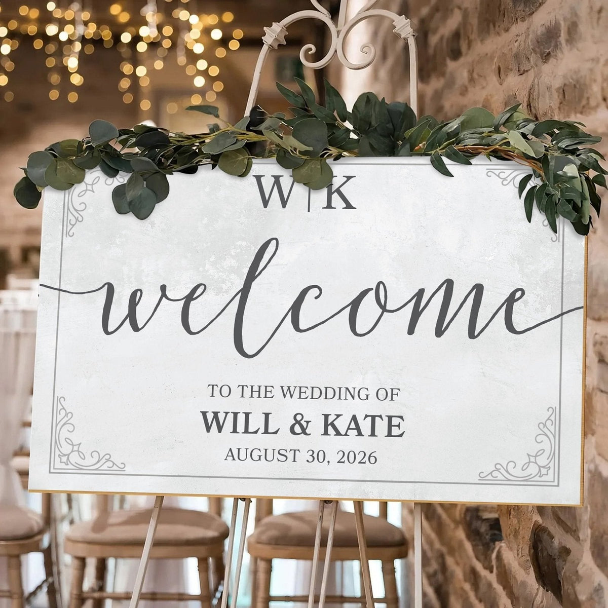 Wedding Welcome Sign - Elegant Custom Wooden Reception Sign, Simple Mo